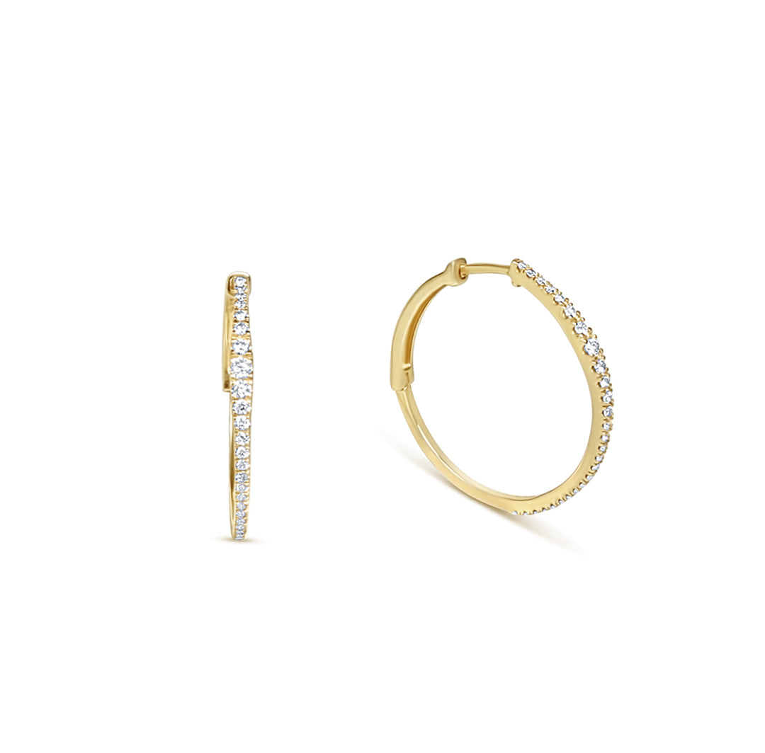 Thin Graduated Diamond Hoops – Tesoro Fine Jewelry